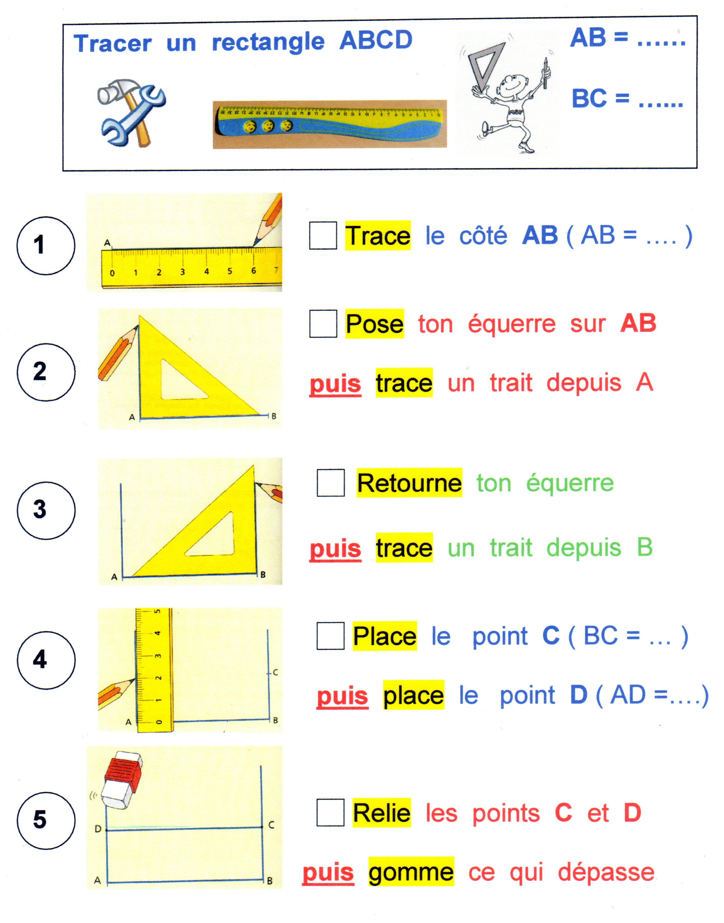Tracer un rectangle : fiche méthode | Fantadys